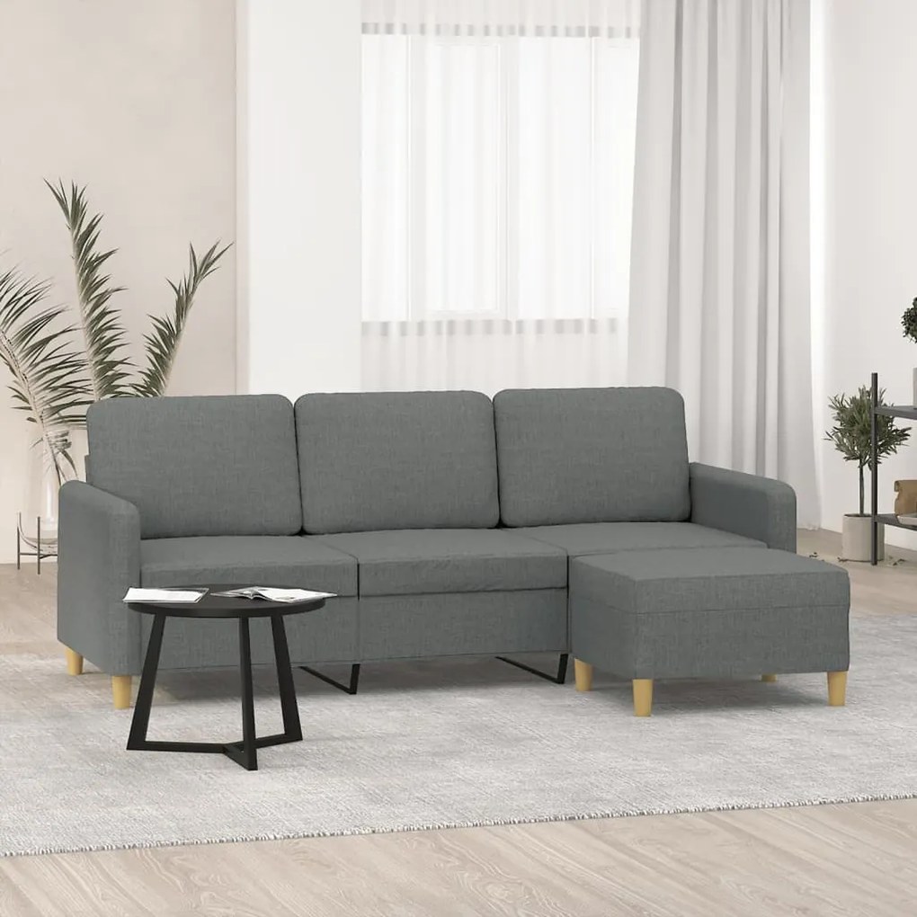 3místná pohovka s podnožkou tmavě šedá 180 cm textil 3201193