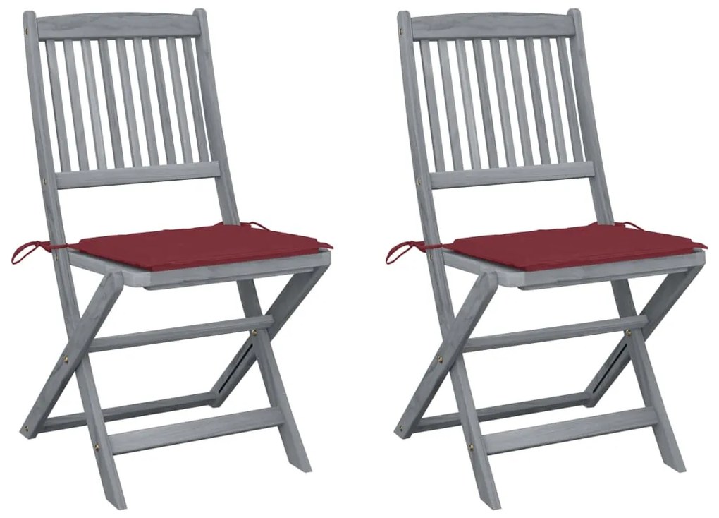 3064545 vidaXL Skládací zahradní židle s poduškami 2 ks masivní akáciové dřevo