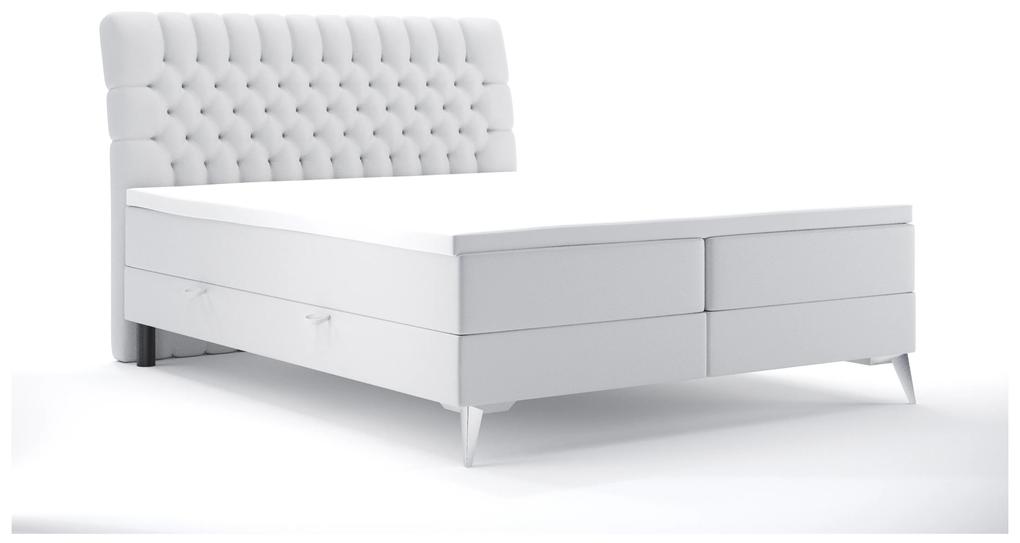 Kontinentální postel 180 cm Molera (bílá ekokůže) (s úložným prostorem). 1044261