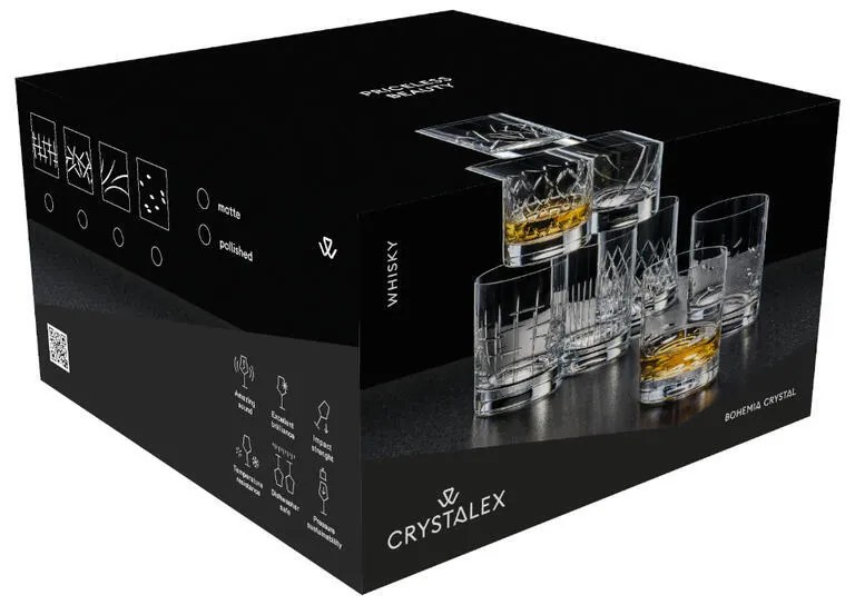 Crystalex broušené sklenice na whisky Barline matný brus 280 ml 4KS