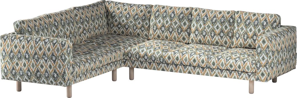 Potah na pohovku IKEA Norsborg rohová 5-místná barva modrá látka pletený vzor, vzorované