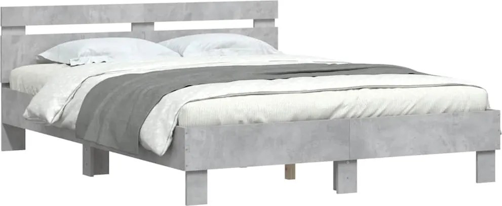 Rám postele s čelem betonově šedý 140 x 190 cm kompozitní dřevo 3207437