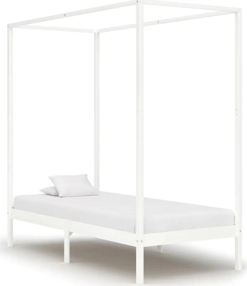 vidaXL Rám postele s nebesy masivní borové dřevo 90 x 200 cm [283268] Barva: Bílá