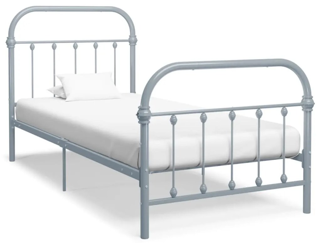 284505 vidaXL Rám postele šedý kov 100 x 200 cm