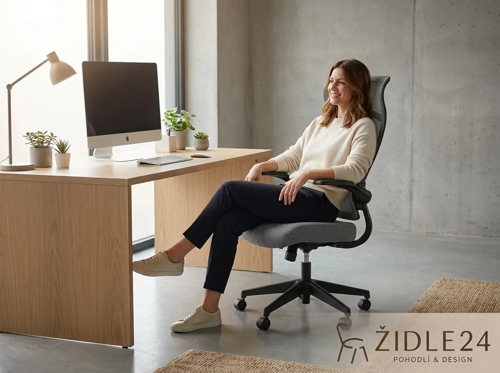 Ergonomická kancelářská židle DOMINIQUE - šedá síťovina