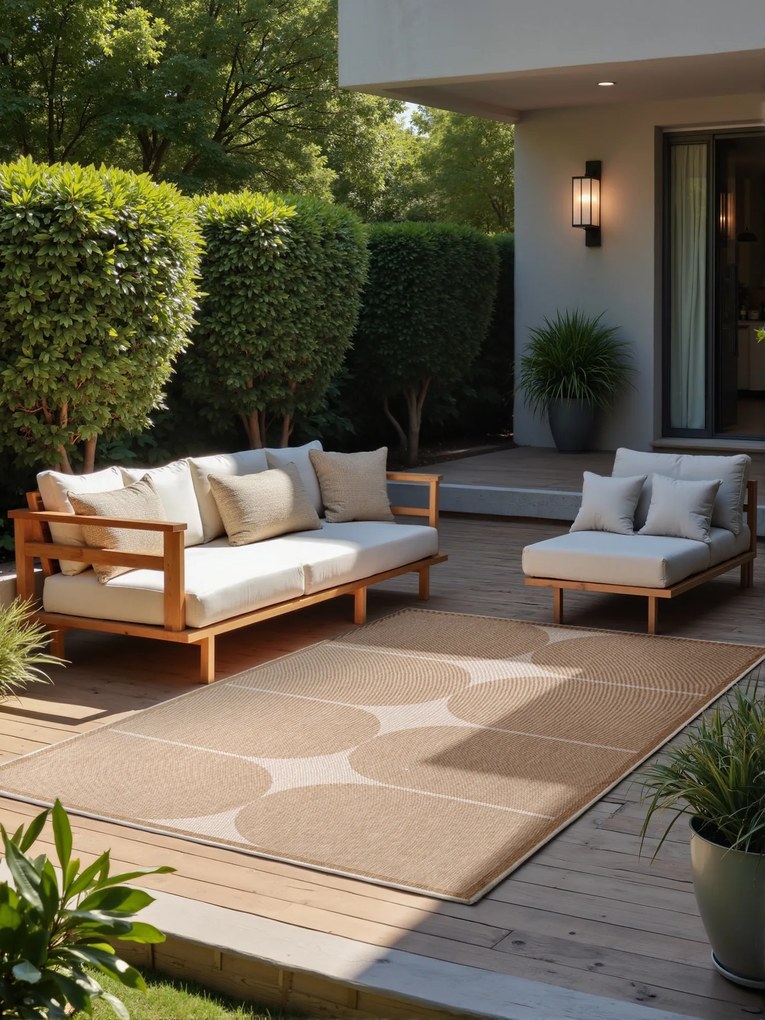 NORTHRUGS, Kusový koberec Duet Bowen 106245 Beige/White - na ven i na doma, 200x290, béžová, chodba / předsíň