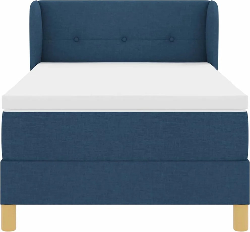 Postel s boxspringem s čelo Modrá 90 x 190 cm textil 3340191