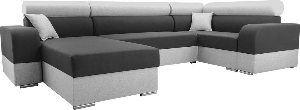IDZ Rohová sedačka INFINITY SUPER do U, 332 cm Roh pohovky: Levý roh, Barva látky: Černá a světle šedá (Bahama 36 + Bahama 34)