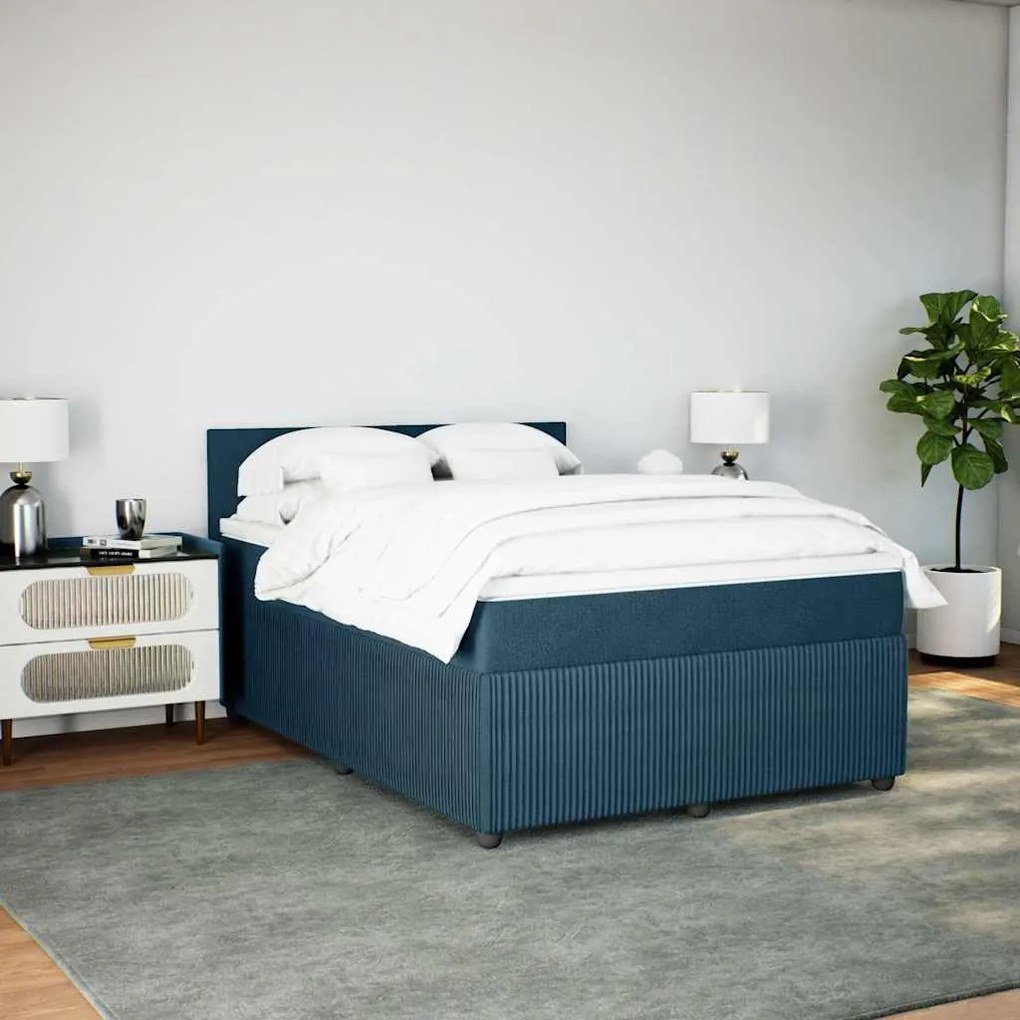 Box spring postel s matrací modrá 140 x 200 cm samet 3290056