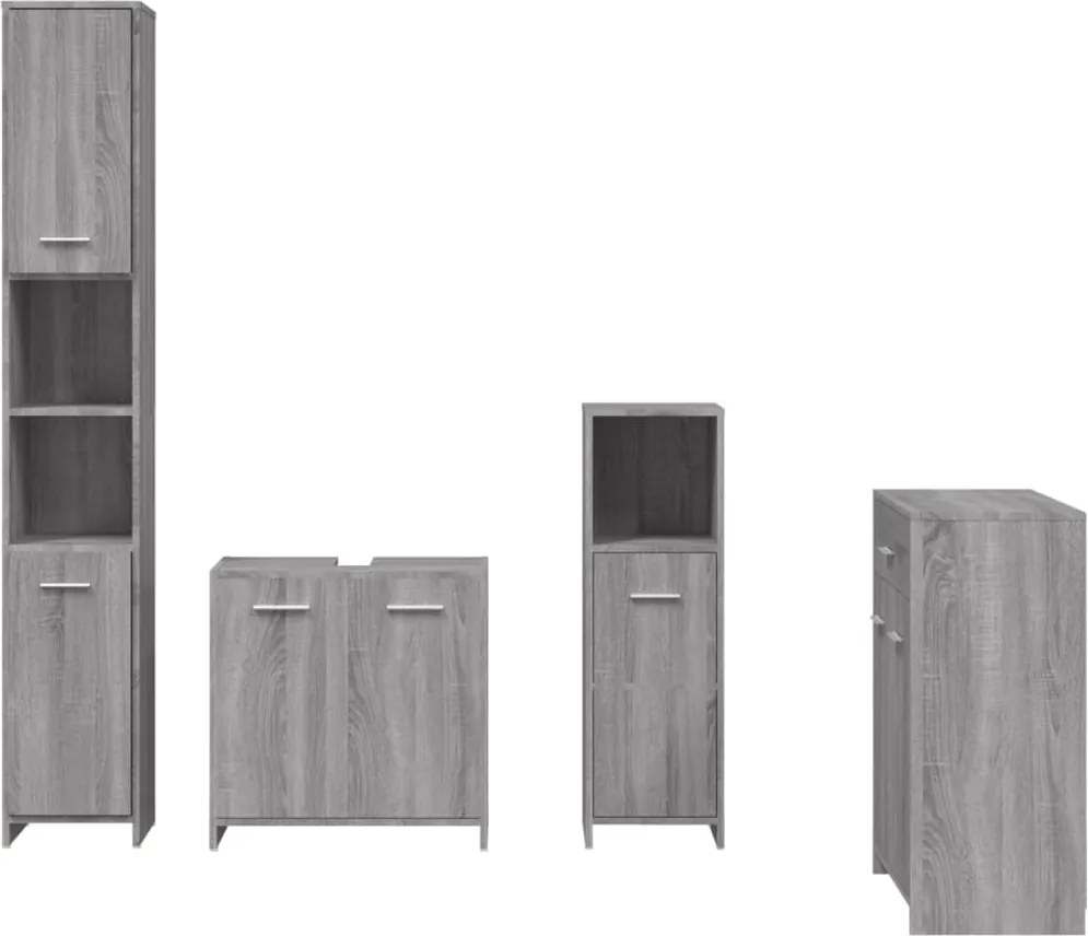 4dílný set koupelnového nábytku šedý sonoma kompozitní dřevo 3154410