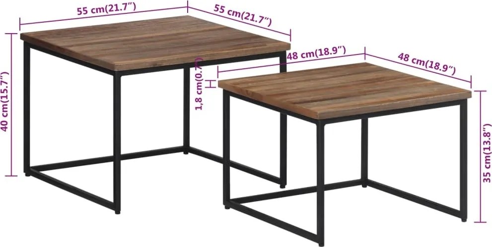 vidaXL Hnízdové konferenční stolky 2 ks masivní teakové dřevo [358536]