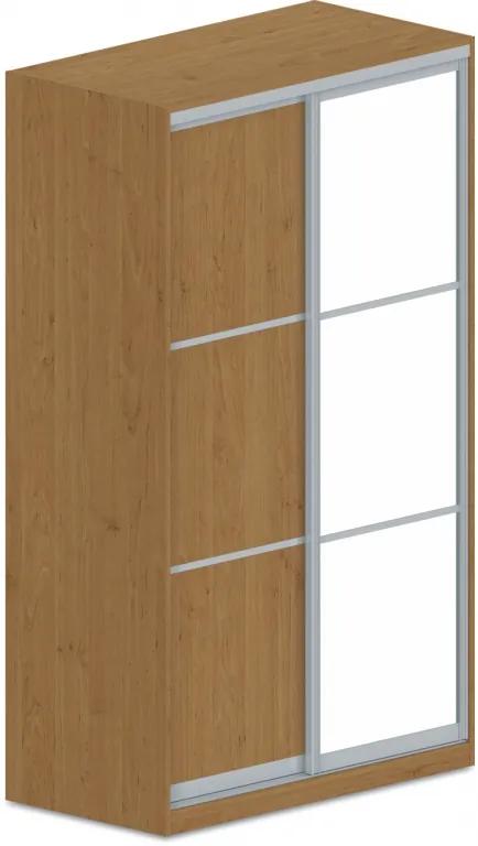 Artspect 251265PM - Šatní skříň s posuvnými dveřmi se zrcadlem 120x62x205cm - Dub Lindberg
