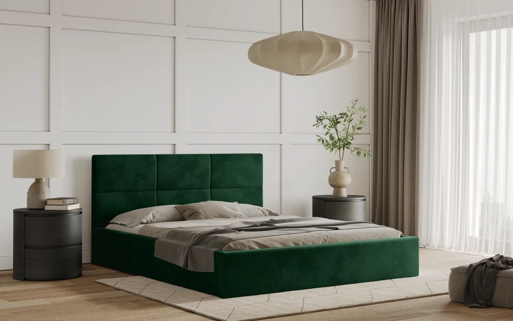 Postel TIVOLI 140x200 zelená s úložným prostorem