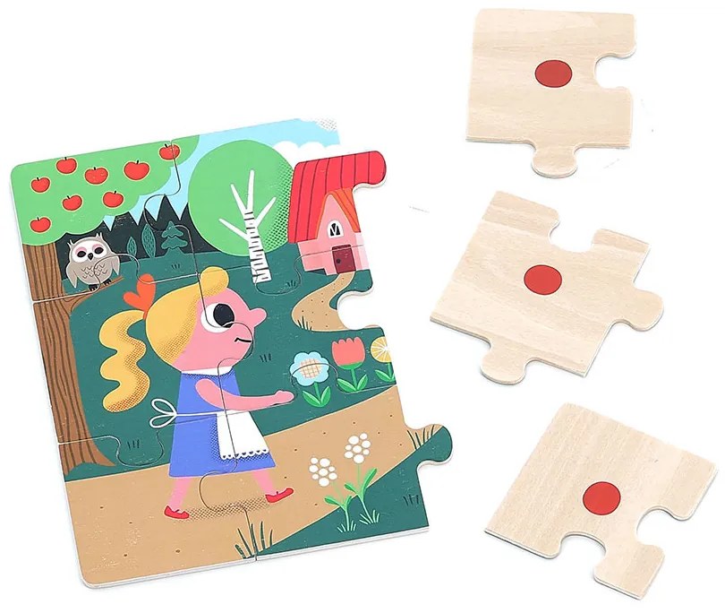 Vilac Dřevěné puzzle Zlatovláska 4 v 1