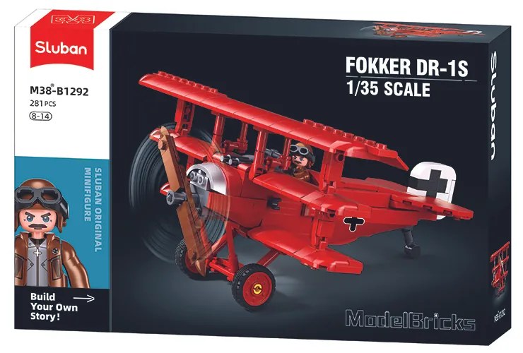 Sluban Model Bricks M38-B1292 Trojplošník Fokker DR-1 1.35