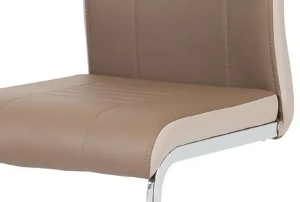 Autronic Moderní jídelní židle Jídelní židle chrom / koženka coffee + cappucino boky (DCL-406 COF)