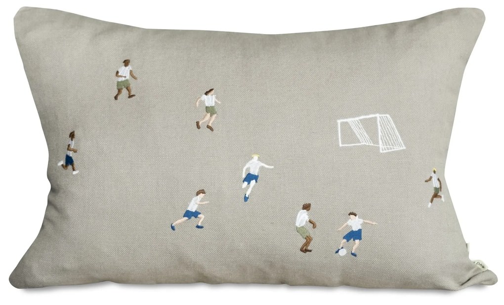 Fine Little Day Lněný povlak na polštář Soccer 38x58 cm, šedá barva, textil