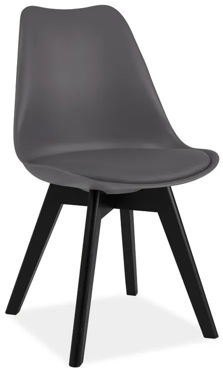 Plastová jídelní židle v šedém provedení s černými nožičkami KN361
