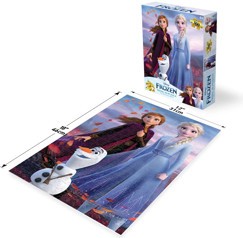 PRIME 3D PUZZLE - Disney Ledové království – Elsa a Anna a Olaf 300 dílků