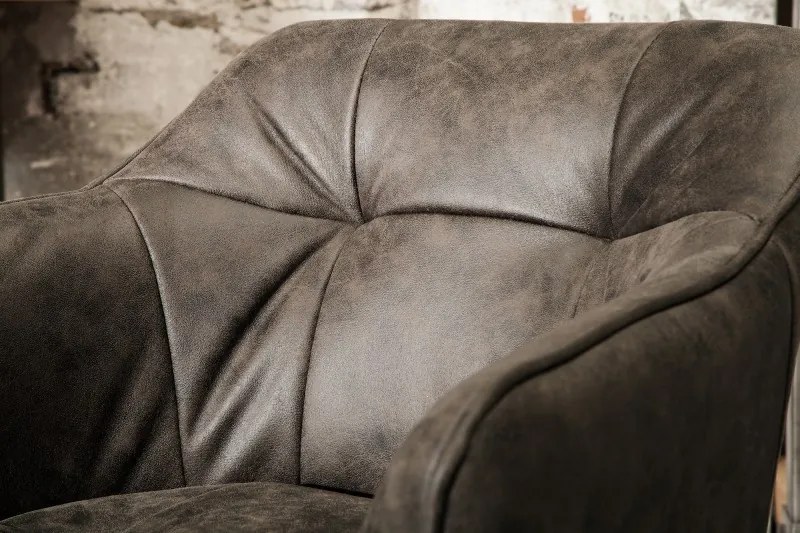 Barová stolička Loft taupe šedá loketní opěrka / 39080
