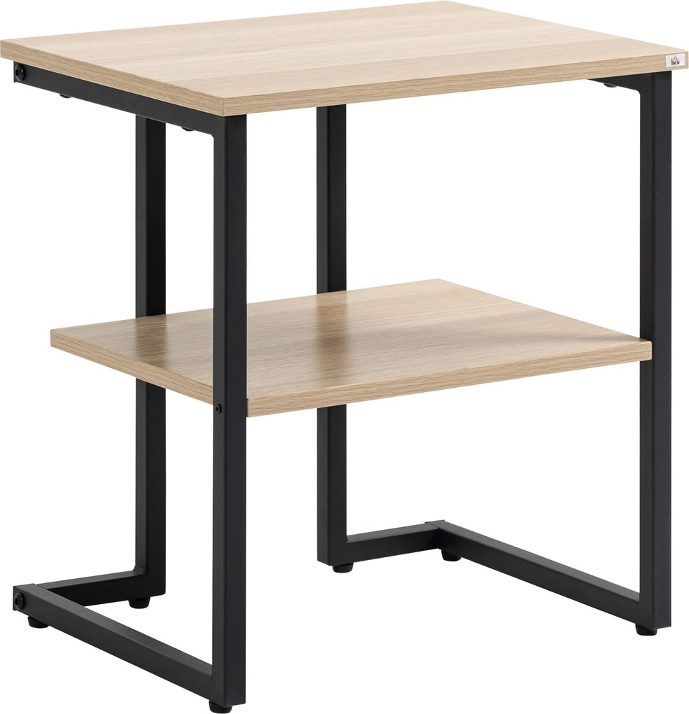 HOMCOM 2-Úrovňový konferenční stolek pro obývací pokoj, ložnici a kancelář, moderní styl 45x35x48 cm Přírodní | Aosom