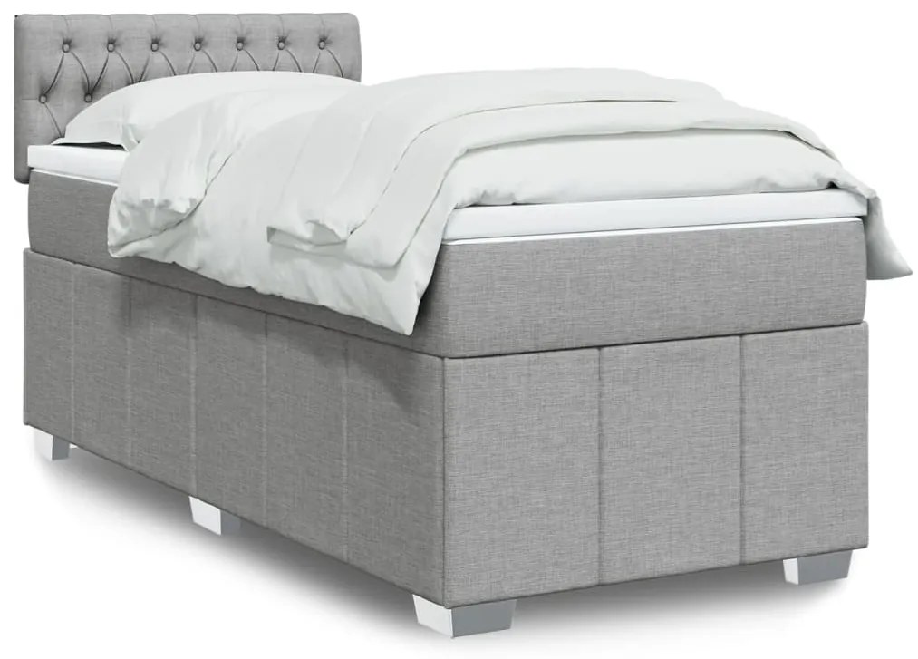 Box spring postel s matrací světle šedá 80 x 200 cm textil 3286902