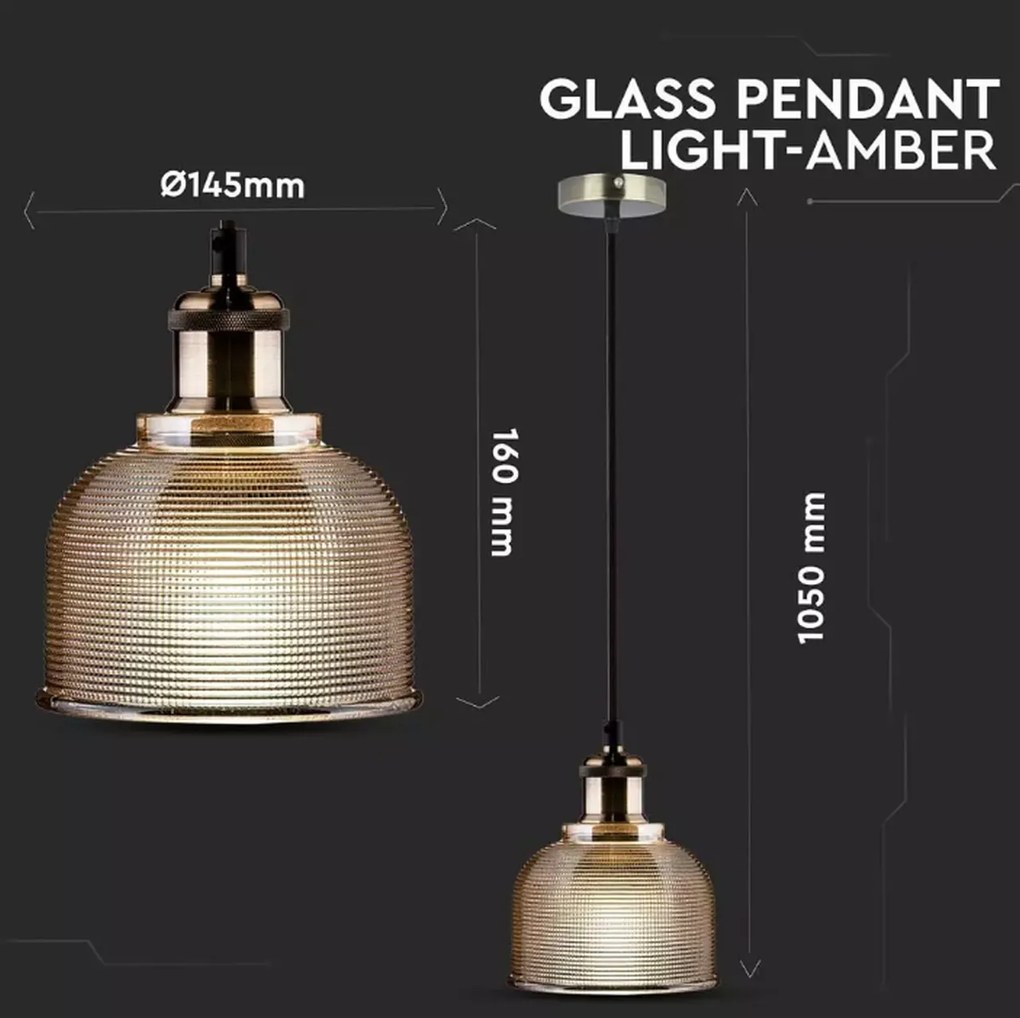 LED Solution Skleněný Amber lustr pro žárovku E27 Ø145mm
