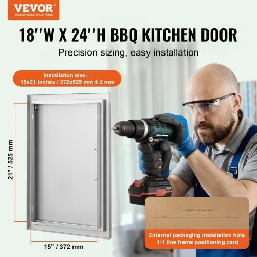 BBQ přístupová dvířka, 457 × 610 mm jednoduchá venkovní kuchyňská dvířka