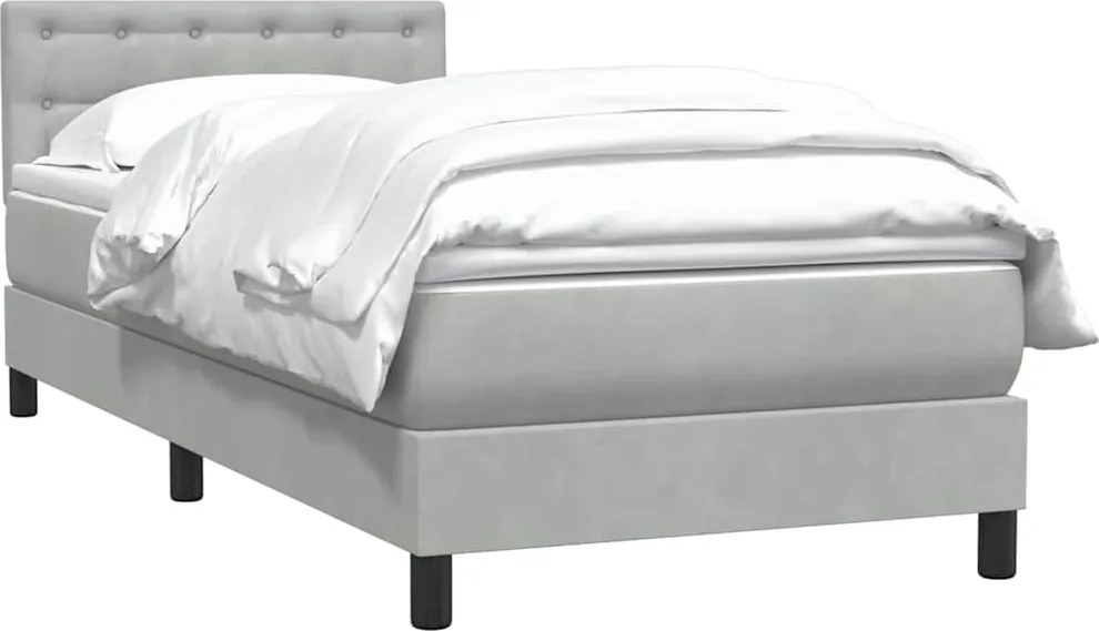 Box Spring Postel s matrací Světle šedá 90x220 cm Samet 3316623