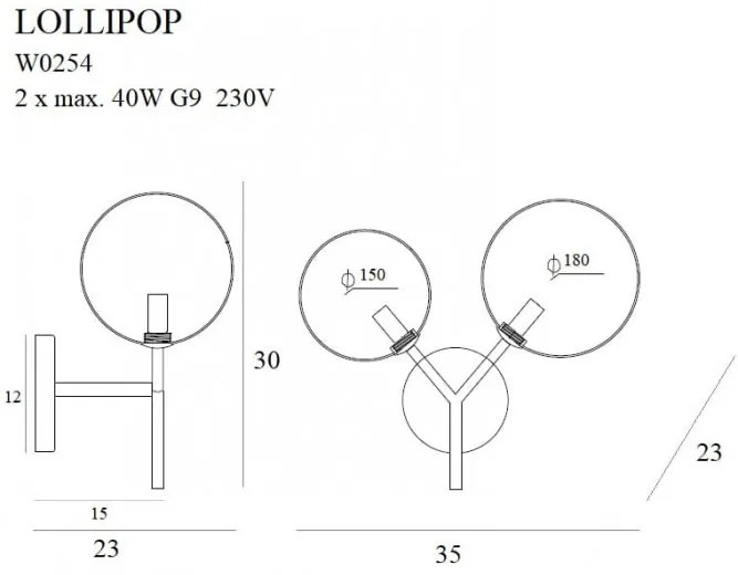 Maxlight W0254 Nástěnné svítidlo LOLLIPOP zlaté + čiré sklo
