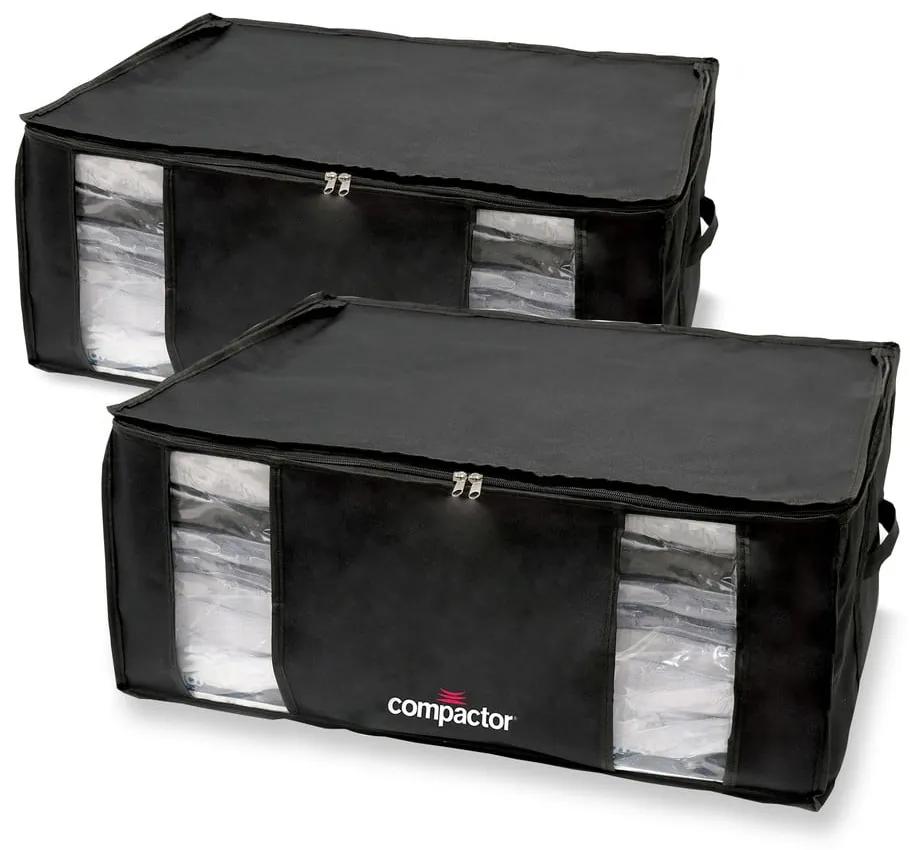 Sada 2 černých úložných boxů s vakuovým obalem Compactor Black Edition XXL, 65 x 27 cm