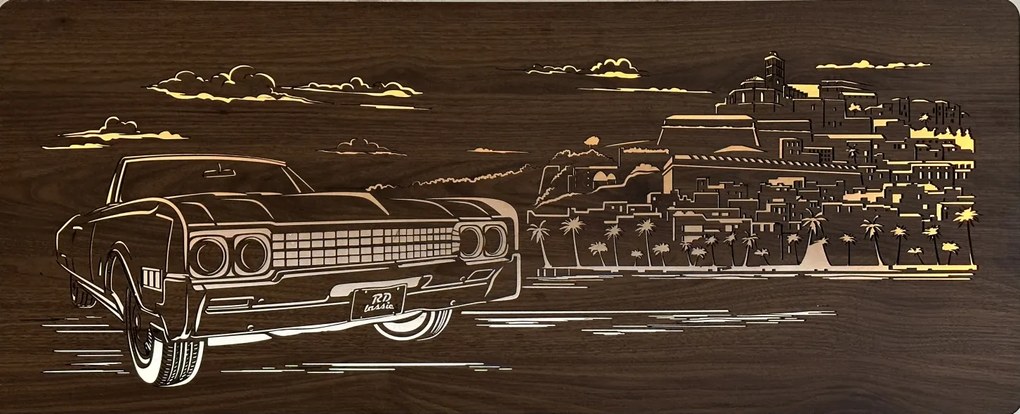 Li-Go "Oldsmobile" světelný obraz 230V 120x50 cm provedení povrchu: jedle
