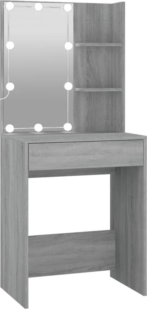 vidaXL LED toaletní stolek se skříňkou kompozitní dřevo [3120186] Barva: hnědý dub