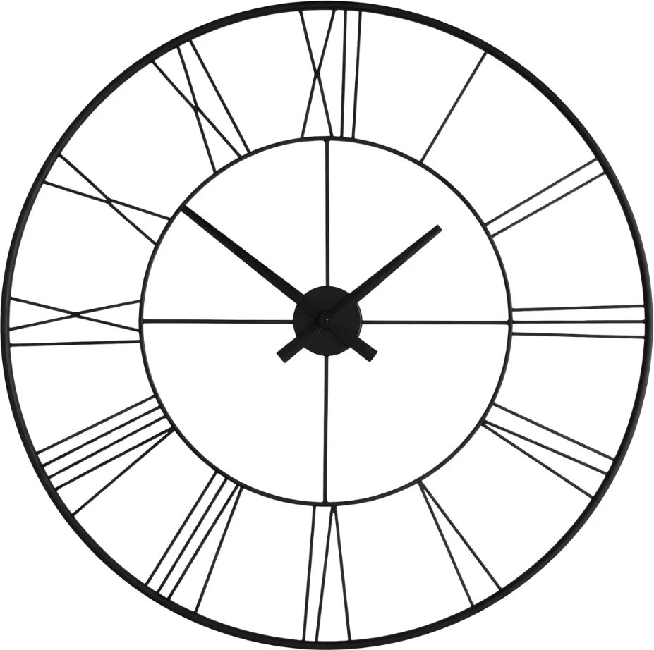 Nástěnné hodiny v industriálním stylu ARATIO černé, Ø 70 cm