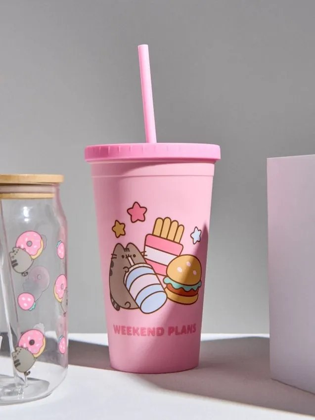 Sinsay - Hrnek s víčkem a brčkem Pusheen the Cat - vícebarevná