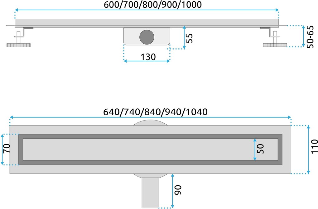 Rea Neox Pro, odtokový žlab 100cm s 360stupňovým otočným sifonem, zlatá matná, REA-G2850