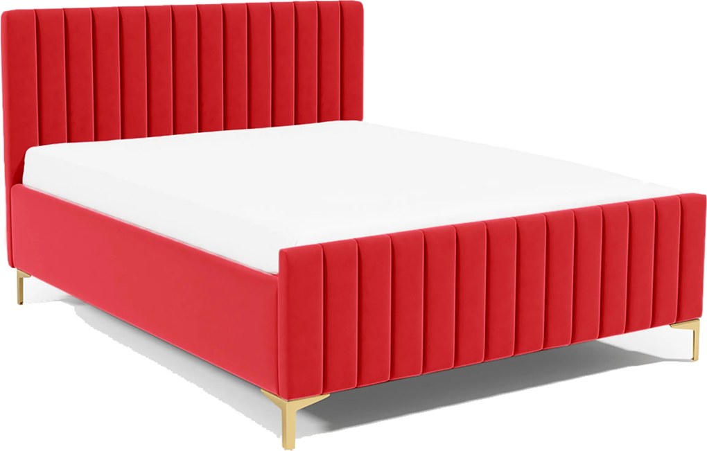 Eka Čalouněná postel SUTRA+ 140x200 cm Barva látky Trinity: Rubínová (Trinity 2324), Úložný prostor: S dřevěným rámem úložného prostoru