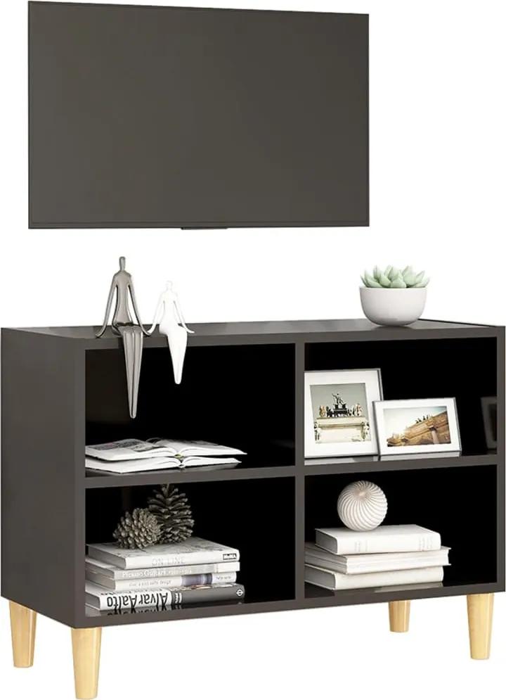 vidaXL TV stolek nohy z masivního dřeva 69,5 x 30 x 50 cm [805925] Barva: Černá