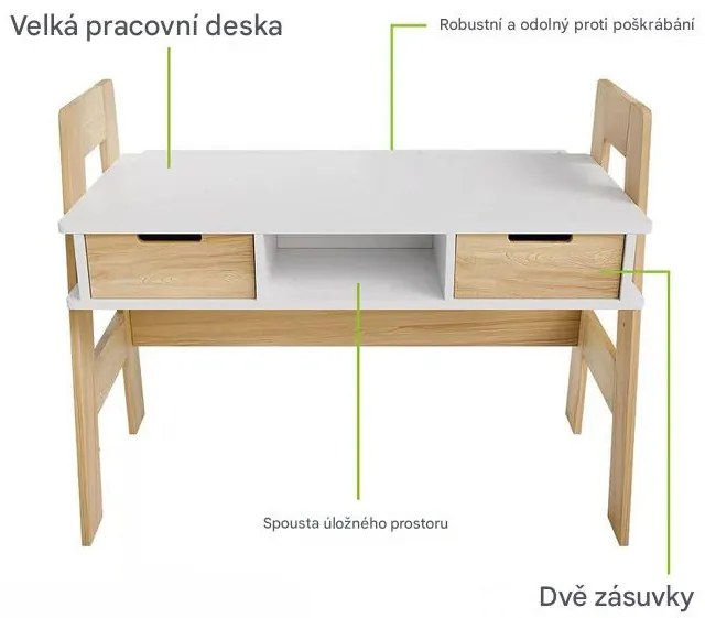 Juskys Dětský psací stůl Fietje