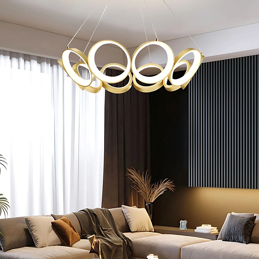 Toolight Toolight, LED závěsné svítidlo 80cm, 70W, 4000K, 3269lm, APP1800-CP, zlatá matná, OSW-09667