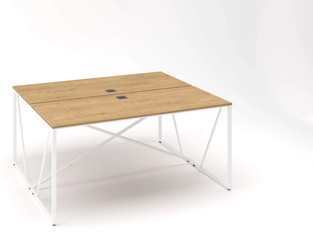 Psací stůl Dvoumístný Lenza PROX 158/67 Dekor stolové desky: dub Hamilton, Barva podnože: bílá