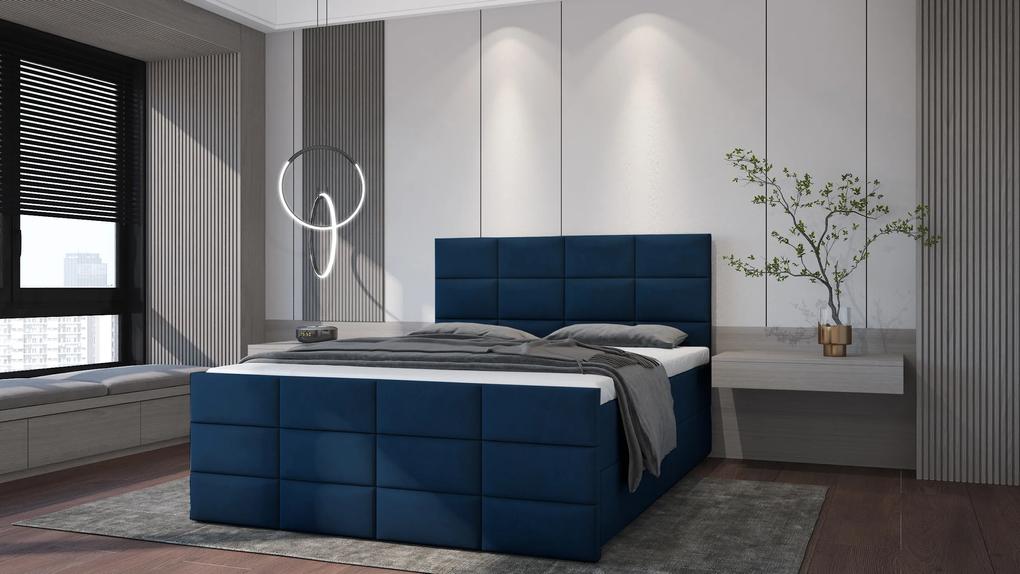 SFAB Kontinentální čalouněná postel POSITANO (160x200 cm) Látka Velutto: Velutto 11 - Modrá