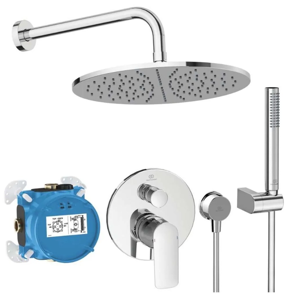 Ideal Standard Connect Air - Sprchový set s baterií pod omítku, s tělesem, průměr 30 cm, chrom A7574AA