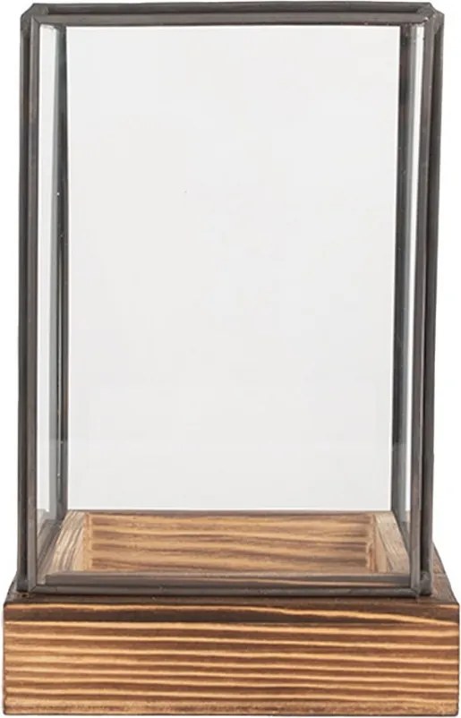 Dekorační skleník/ vitrína s dřevěným podstavcem Pallas - 12*12*19 cm