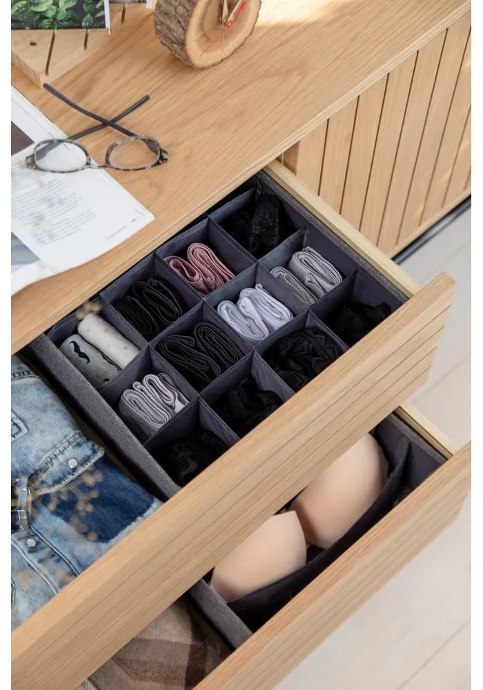 Šedý organizér do zásuvky s 16 přihrádkami Bigso Box of Sweden Drawer