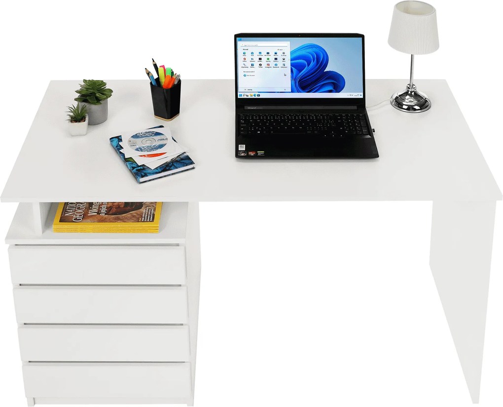 PC stůl, bílá, HANY NEW