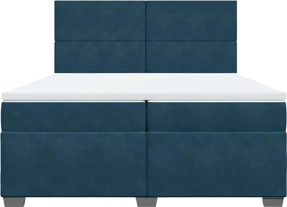 Box spring postel s matrací modrá 200 x 200 cm samet 3291000