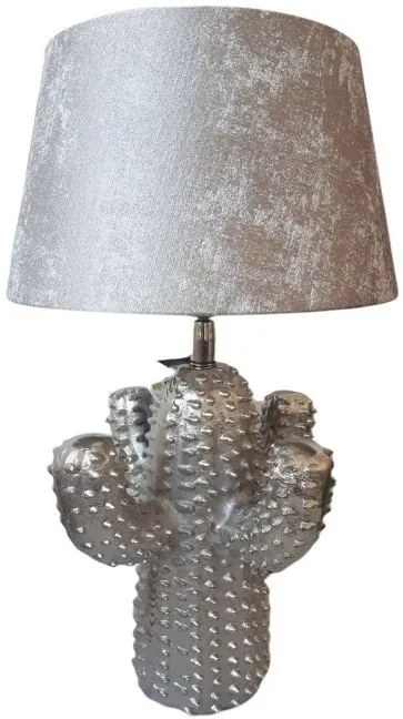 Stříbrná kovová stolní lampa Cactus -Ø 25*43 cm/ E27