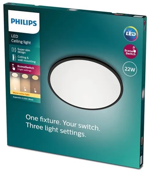 Philips - LED Stmívatelné stropní svítidlo SUPERSLIM SCENE SWITCH LED/22W/230V