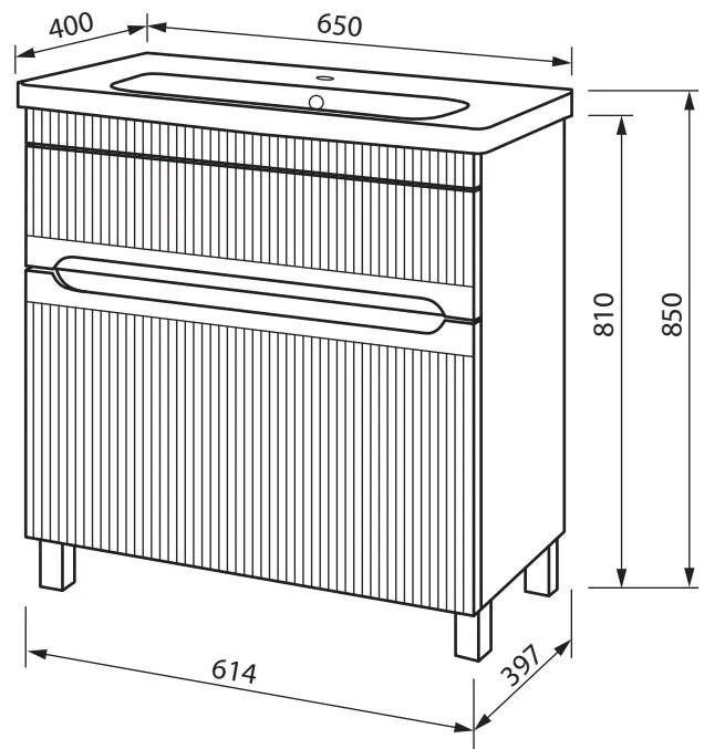 Lavedo Aria Antracit 65 koupelnová skříňka s umyvadlem